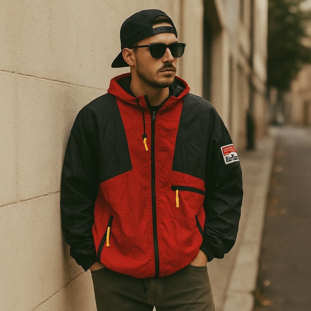 Marlboro Racing Windbreaker Red Black Mens L Vintage … - Gem